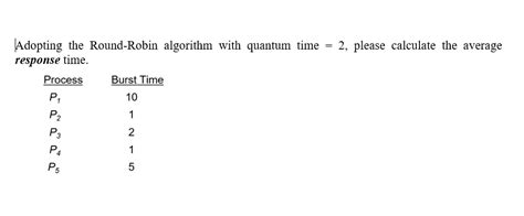 solved adopting the round robin algorithm with quantum time