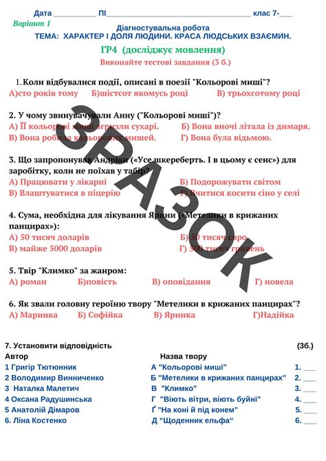 Підсумкова комплексна робота за ГР1 2 3 4 для 7 класу за МНП Яценко Сичова Жук ХАРАКТЕР І