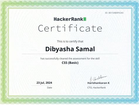Dibyasha Samal On Linkedin Css Hackerrank Certificate