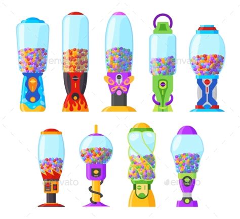Gumball Machine Icons Set Vectors Graphicriver