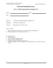 Lab4 GPIO Programming VNC Docx Hong Kong Institute Of Vocational Education Computer And