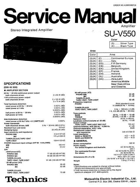 Technics Suv 550 Service Manual Pdf