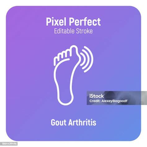 발에 통풍 관절염 관절 염증 얇은 선 아이콘입니다 관절염 픽셀 완벽 편집 가능한 스트로크 벡터 그림입니다 건강 진단에 대한 스톡 벡터 아트 및 기타 이미지 Istock
