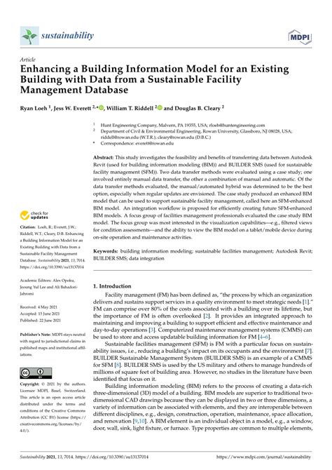 Pdf Enhancing A Building Information Model For An Existing Building With Data From A