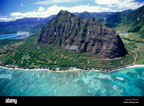Aerial View Of Haloa Ridge And Kaaawa Valley Along Oahus Eastern