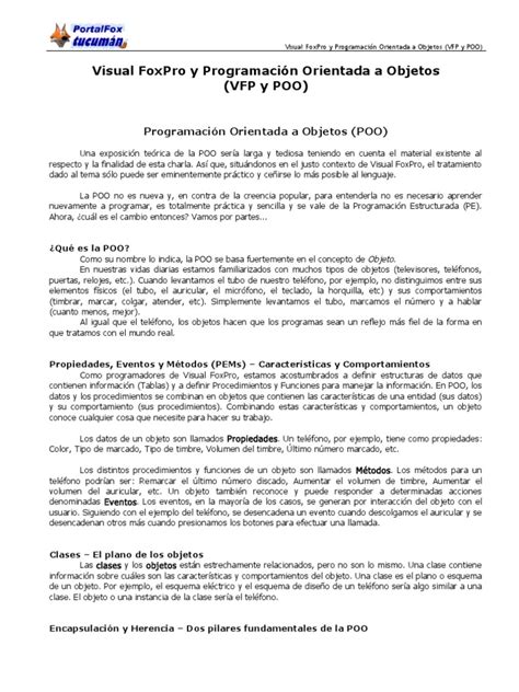 Visual Foxpro Y Programación Orientada A Objetos Pdf Objeto Informática Programación