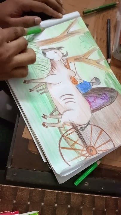 গরুর গাড়ি অংকন। Gorur Gari Art ছবিঘর আর্ট গ্যালারি। Shorts Art ছবিঘর Sketch Colour Youtube