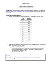 Linear Demand And Supply Functions ANSWER KEY Docx Practice Activities Markets