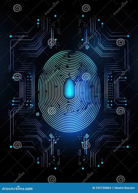 Fingerprint In Electronic Form Generated By Ai Stock Illustration Illustration Of Finger