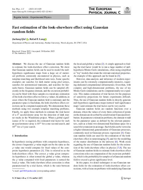 Pdf Fast Estimation Of The Look Elsewhere Effect Using Gaussian