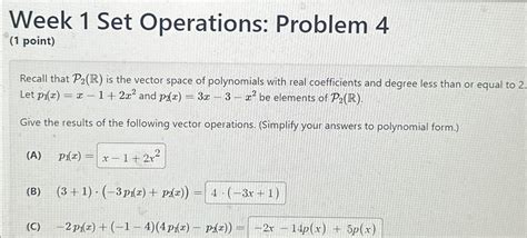 solved week 1 ﻿set operations problem 4 1 ﻿point recall