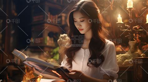 看书ai数字艺术 灯下看书的美女图 Ai人像免费下载png格式4368像素编号62360413 千图网