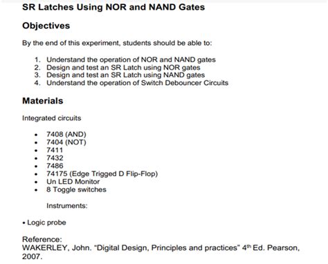 Solved SR Latches Using NOR And NAND Gates Objectives By The Chegg