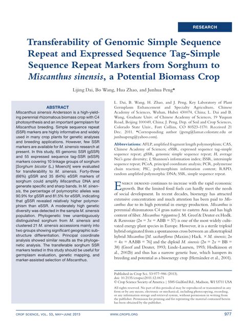 Pdf Transferability Of Genomic Simple Sequence Repeat And Expressed Sequence Tag Simple