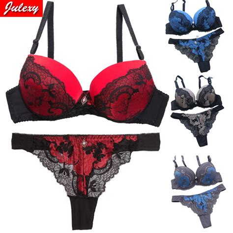 Buy Julexy Sexy Lace Women Push Up Bra Set Hollow Out Thongs Bra Brief