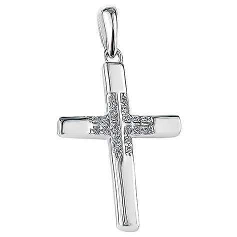 Cr400 Rhodium Plated Sterling Silver Cz Cross Pendant Tjd Silver