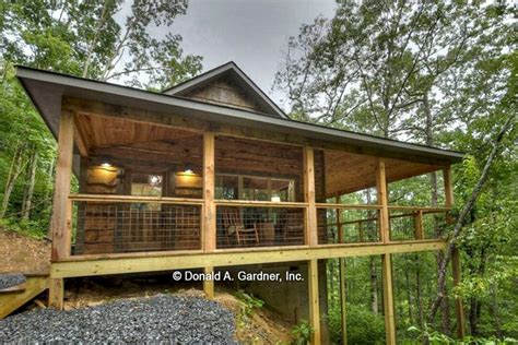 Tiny 1 Bedroom 1 Story Rustic Cabin With Wraparound Porch Floor Plan