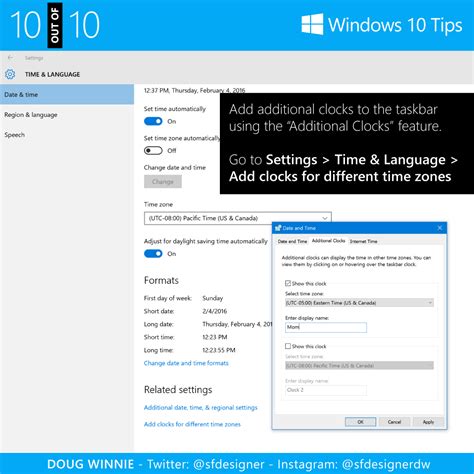 How To Add Additional Clocks To Windows Taskbar