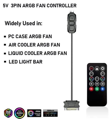 v Pin ARGB Controller Pin กรณพดลม RGB ไรสาย Sata รโมทคอนโทรล Shopee Thailand