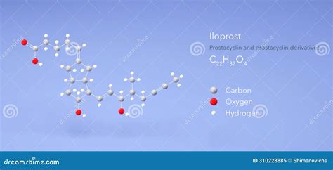 Iloprost Moleculaire Structuren Prostacycline Mimetic 3d Model Structuurchemische Formule En