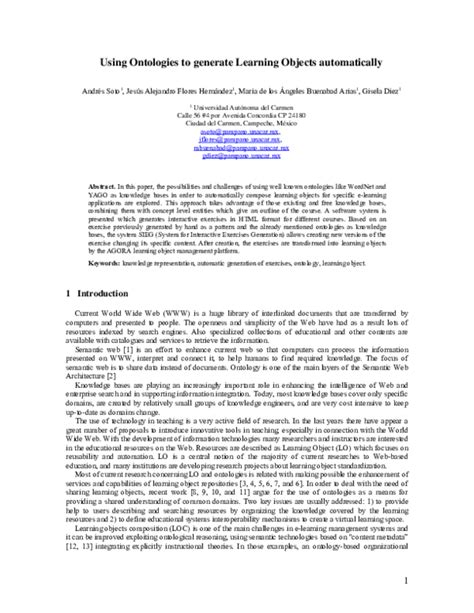 Pdf Using Ontologies To Generate Learning Objects Automatically