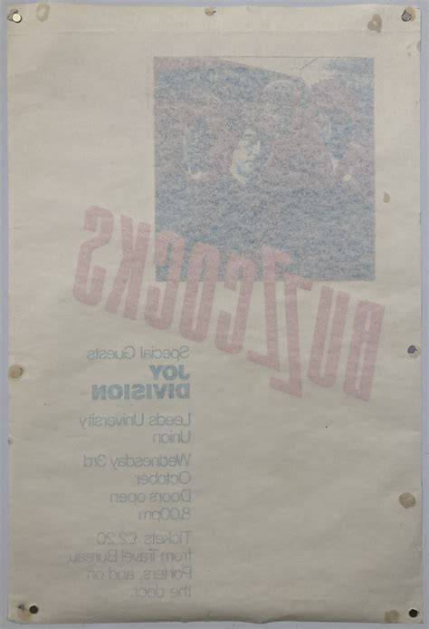 Lot 268 Buzzcocks Joy Division 1979 Concert Poster