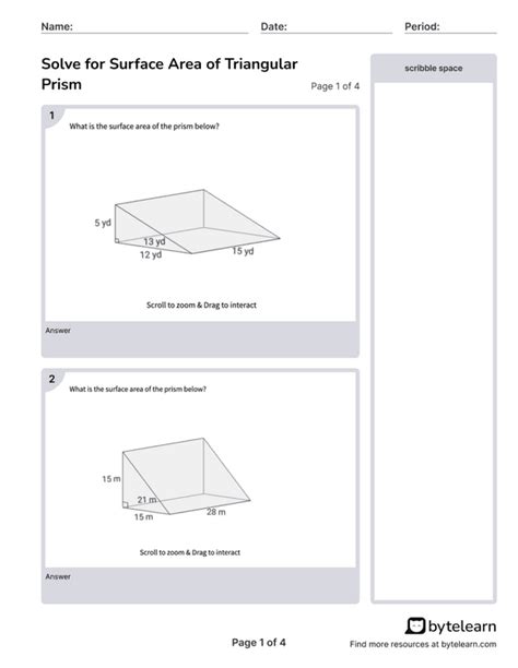 Surface Area Of Triangular Prisms Worksheets Worksheets Library