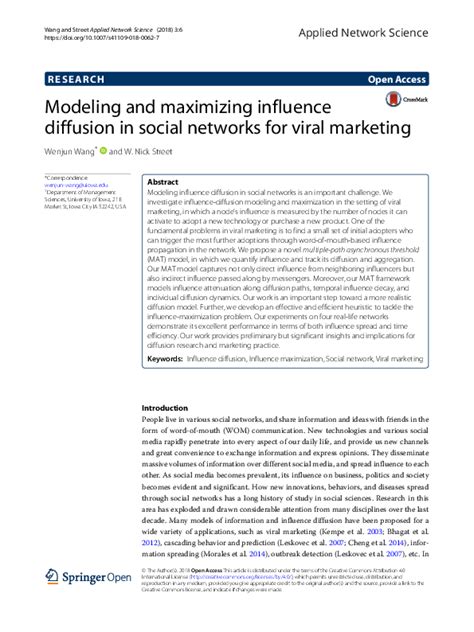 pdf modeling and maximizing influence diffusion in social networks