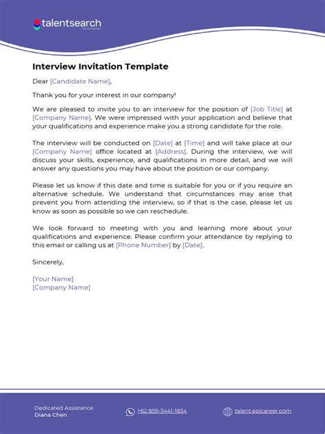 Interview Invitation Template Pdf