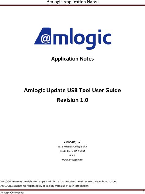 Amlogic Application Notes Update Usb Tool User Guide