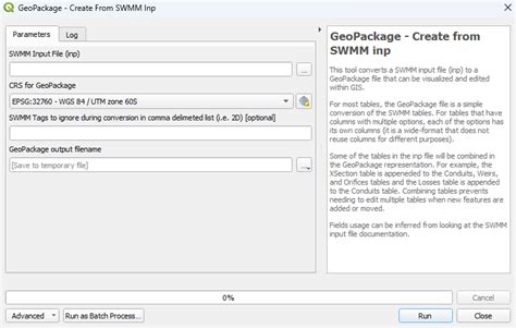 QGIS SWMM GeoPackage Create From SWMM Inp Tuflow