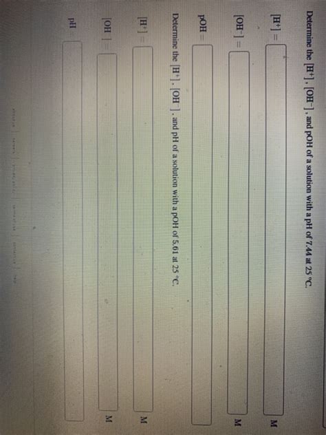 Solved Determine The OH PH And POH Of A Solution With A Chegg Com