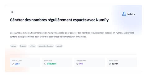 Tutoriel Numpy Linspace Nombres Régulièrement Espacés Labex