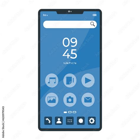 Smartphone Home Screen Interface Vector Fluid Template Mobile App Page