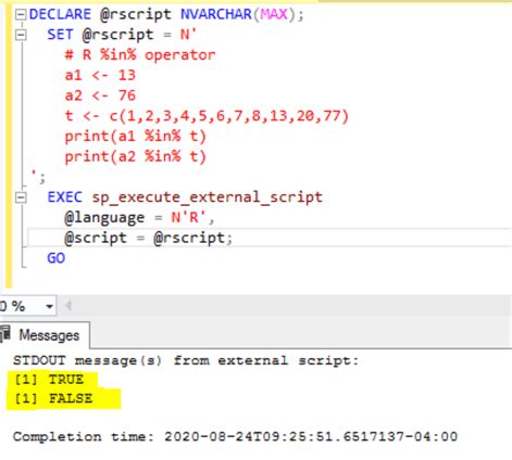 R Functions And Operators Examples In SQL Server