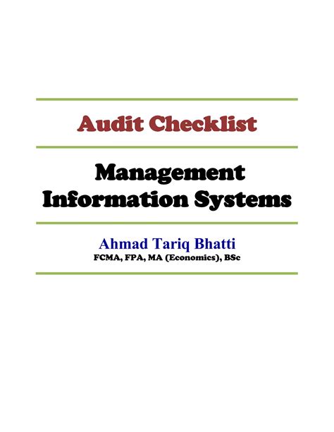 Audit Checklist For Information Systems DOCX