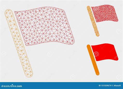 Flag Vector Mesh Network Model And Triangle Mosaic Icon Stock Vector Illustration Of Label