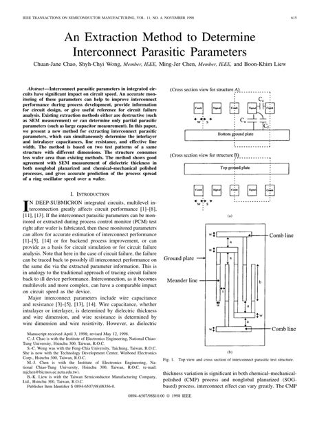 Pdf An Extraction Method To Determine Interconnect Parasitic Parameters