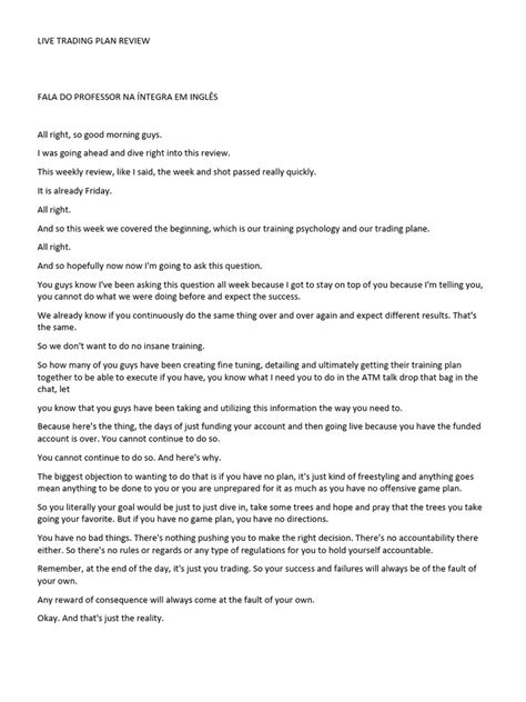 Live Trading Plan Review Pdf