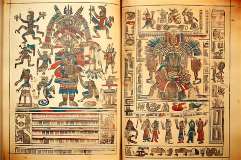 Premium Photo Codex Page With Aztec Pictorial Writing And