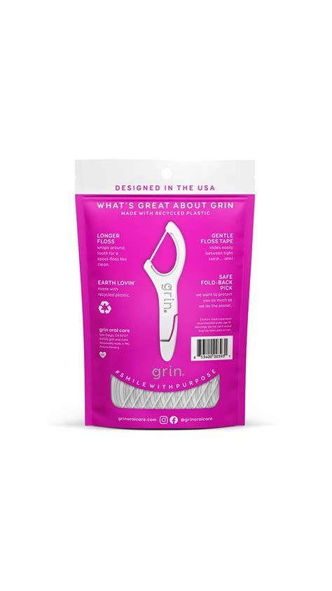 Grin Smooth Gentle Floss Tape 75 Floss Picks • Yuehlia