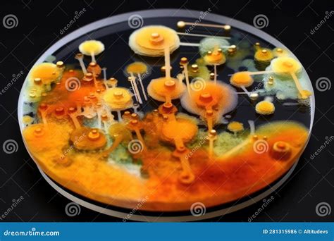 Bacteria Colony Under Microscope Illustration Laboratory Research Royalty Free Cartoon