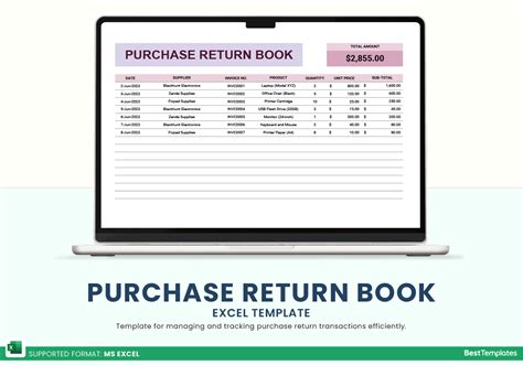 Purchase Return Book Excel Template Best Templates