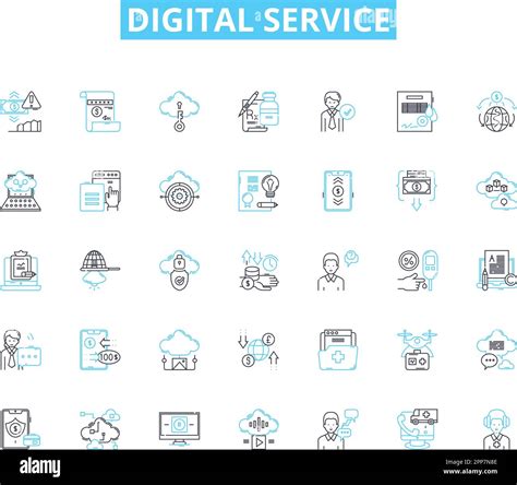 Digital Service Linear Icons Set Online Virtual Connected Social
