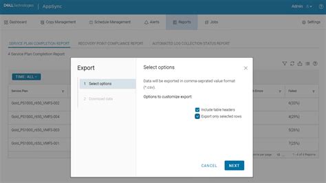 Appsync Unable To Create A Service Plan Completion Report Using Appsync Gui Dell Anguilla
