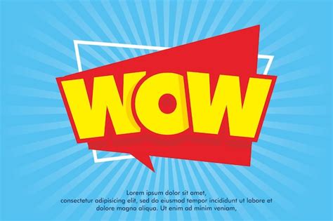 와우 연설 거품 만화 배경 프리미엄 벡터