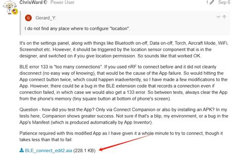 App Inventor Ble Errorconnection Status Was Set To Os Code 133 Mit