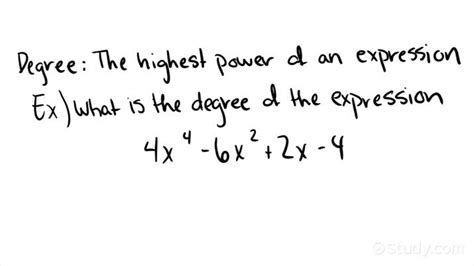 Determining The Degree Of A Univariate Polynomial Algebra Study Com