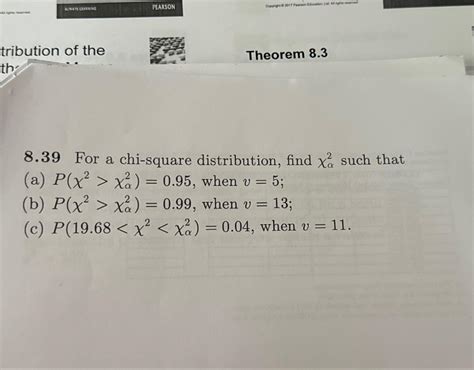 Solved For a chi square distribution find χα such Chegg