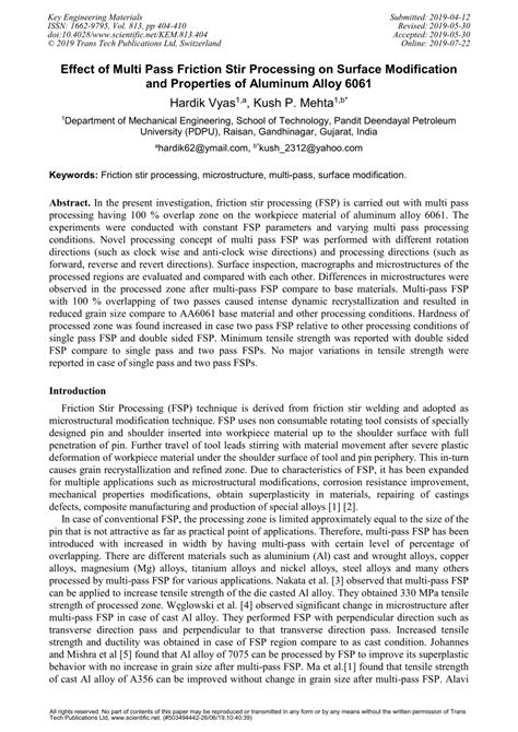 Pdf Effect Of Multi Pass Friction Stir Processing On Surface
